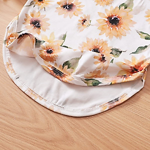 DPSKY Infant Baby Cotton Sleeper Gown Sunflowers Knotted Pajamas Newborn Sleepwear Sleeping Bag with Headband 2Pcs Set, 0-6 Months