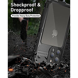 WIFORT iPhone 13 Pro Waterproof Metal Case - Built-in [Screen Protector][15FT Military Grade Shockproof][IP68 Water Proof], Full Body Aluminum Protective Dropproof Cover, 6.1" Black