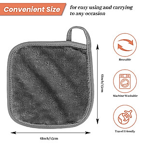 HealAge 15 Pack Makeup Remover Cloth, Washable Microfiber Face Cloth, 6x6Inch Reusable Makeup Remover Pads for All Skin Types, Face Towels for Women, Gray