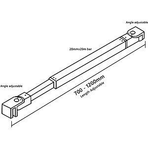 LukLoy Adjustable 700mm to 1200mm Telescopic Bar Support Bar Stabilizer Bracket for Walk in Shower Screen 6mm - 10mm Glass