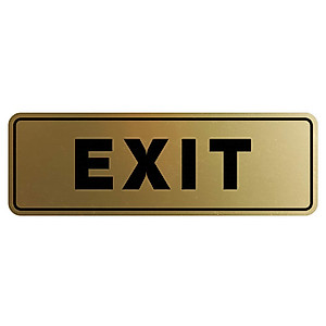 All Quality Standard Exit Wall or Door Sign | Durable Plastic and Easy Installation | Double-Sided Foam Adhesive Tape - Brushed Gold - Medium (1 Pack)