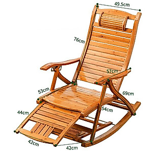 Foldable Zero Gravity Rocking Recliner Wooden Sun Lounger Chairs,Patio Rocking Chairs for Heavy Duty Adults Elderly,Comfort Bamboo Loungers Deck Chair Garden Chair (Color : Without pad)