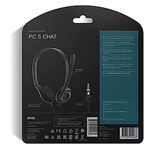 EPOS Sennheiser PC 5 Chat - Headset for Internet Communication, E-Learning and Gaming - Noise Cancelling Microphone, Casual Gaming Lightweight, high Comfort, Minimalistic, Black