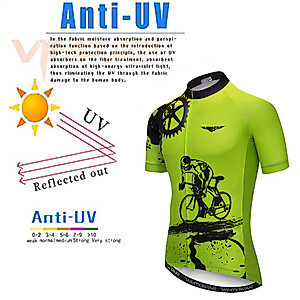 JPOJPO Men's Cycling Jersey Bicycle Short Sleeved Bike Clothing,Quick-Dry Yellow