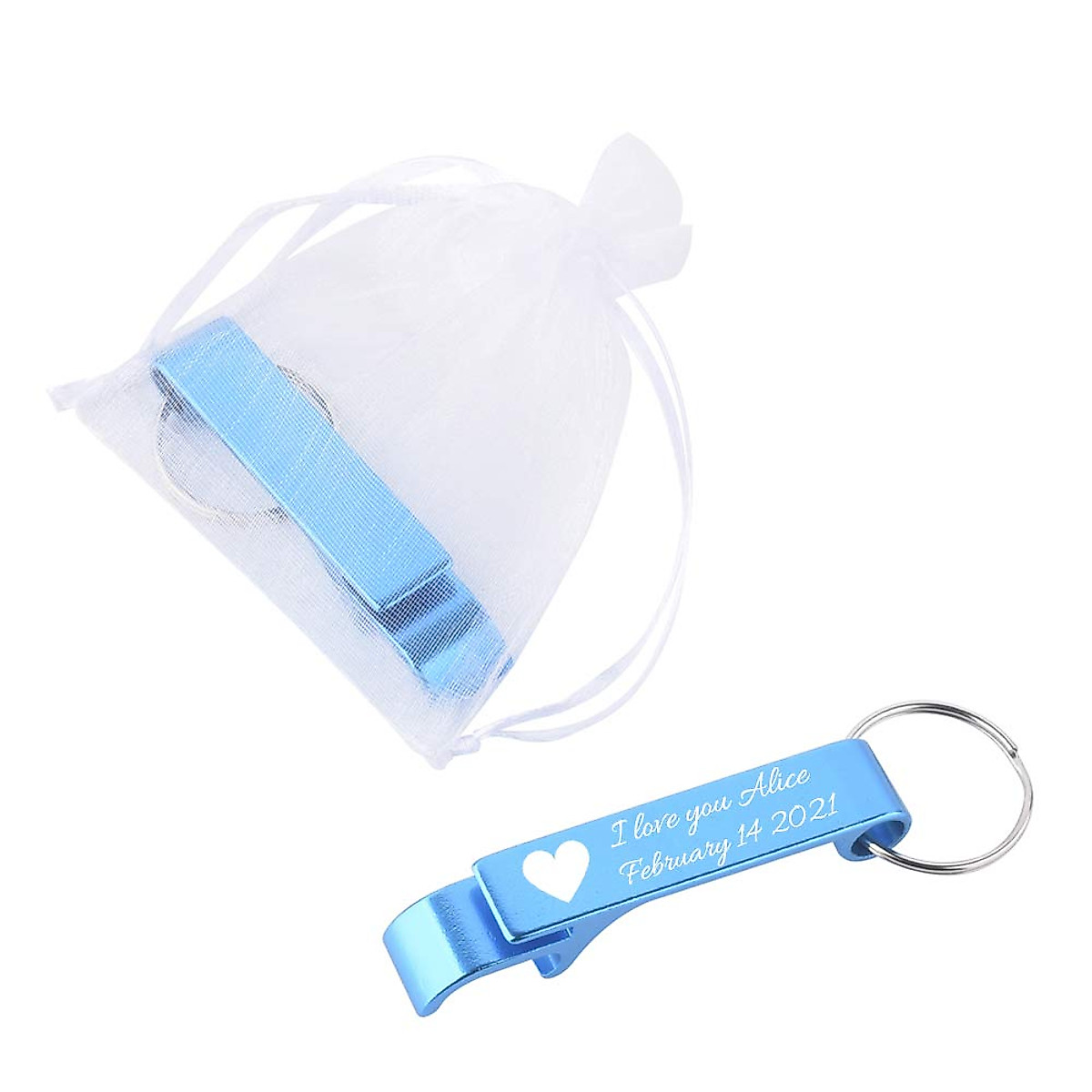 100pcs Personalized Wedding Favors Bottle Opener Custom Aluminum Bottle Opener With Organza Bags, Engraved Any Text/Logo Wedding Favors, Brewery, Bar, Anniversaries, Party, Guests, 2021 Christmas