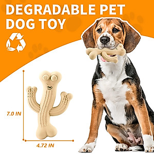 Dog Toys, Durable Rubber Cactus Dog Toy for Aggressive Chewers, Tough Rubber Dental Chew Dog Toys Interactive Dog Toys for Large Medium Small Breed, Biodegradable Materials