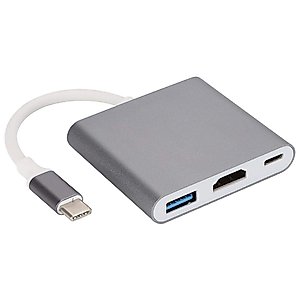 Type C to HDMI Hub Adapter Multi-Function 3 in 1 Hub Type C to HDMI Output HD Converter Adapter Dock Station(Gray)