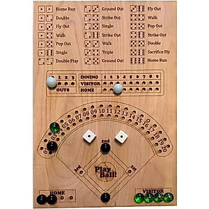 GAOMEIDA Baseball Dice Board Game Wooden Dice and Marbles Board Game Fun Baseball Board Game with dice for Kids Adults Gift,