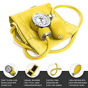 ASA TECHMED Dual Head Sprague Stethoscope and Sphygmomanometer Manual Blood Pressure Cuff Set with Case, Gift for Medical Students, Doctors, Nurses, EMT and Paramedics, Yellow