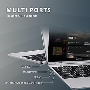 SAMSUNG Plus V2 2 in 1 360 12.2" FHD+ Touchscreen Chromebook Student, Intel Celeron 3965Y, 4GB RAM, 128GB Storage, Wi-Fi, Zoom Meeting, Dual Webcam, Stylus Pen, Wireless Mouse, Chrome OS, GM Accessory