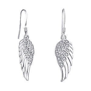 Starchenie Angel Wings Dangle Earrings for Women 925 Sterling Silver Cubic Zirconia