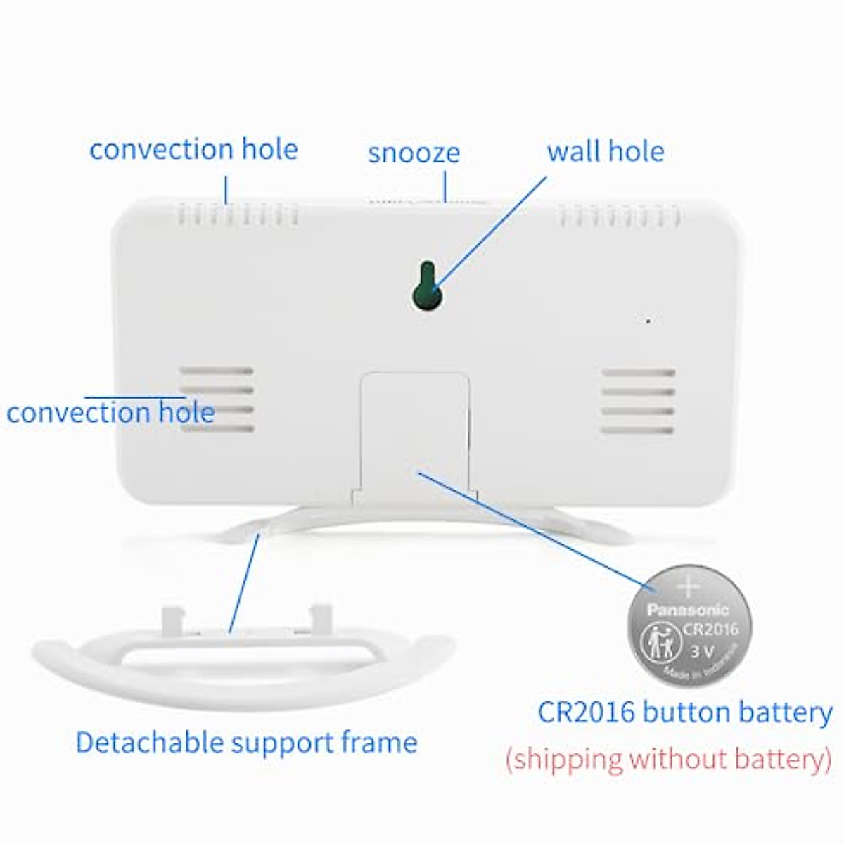 Digital Alarm Clock, 6. 2 Inch LED Mirror Electronic Clocks, Dual USB Charging Port, Snooze Mode Loud Alarm Clock for Heavy Sleepers, Modern Desk Wall Clocks for Bedrooms Living Room Office- White