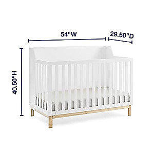 GAP babyGap Oxford 6-in-1 Convertible Crib - Greenguard Gold Certified, Bianca White/Natural