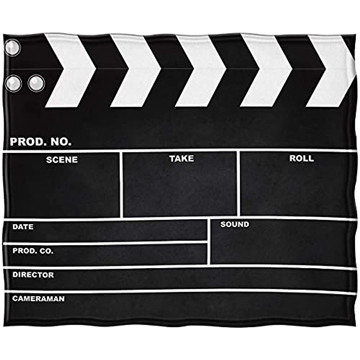 Jekeno Movie Clapboard Blanket Double Sided Print Throw Blanket Lightweight Durable Cozy for Movie Lover Adult Gift Black 50"x60"