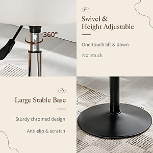 LUE BONA Adjustable Vanity Stool, 360°Swivel Vanity Chair Stool for Makeup Room, White Stool Chair for Vanity, Small Faux Leather Vanity Stool for Bathroom, Living Room