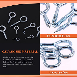 Tanstic 300Pcs 13 Sizes Zinc Plated Eye Bolts Screw Eyes Assortment Kit, Screw-in Eye Bolts Screw Eyes Hooks Screw in Hooks Ceiling Hanging Hooks for Home Workplace Office