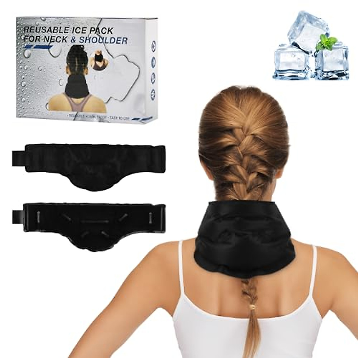 PRFCTLIFE Neck Ice Pack Wrap for Pain Relief, Cervical Ice Pack for Neck and Shoulders for Injuries, Swelling, Neck Stiffness, Sprains, and Cervical Surgery Recovery