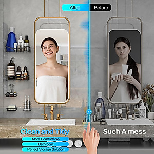 EK-Memory-fish ​Shower Organizer, Adhesive Shower Organizer Bathroom Storage Home Decor Kitchen, Non-Drilled, Large Capacity, Stainless Steel Bathroom Organizer (5 Piece Set)