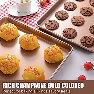 Joho Baking Sheet Pans Cookie Sheet,Nonstick Bakeware Cookie Pan Set,Large Baking Sheet for oven,13inch,18inch, Gold