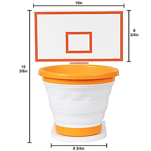 Basketball Trash Can Garbage Hoop - Includes Solid Wood Backboard and Base, and Orange Basketball Garbage Can, Makes a Great Trash Can Basketball Bin for Kids Room, Boys Bedroom, or Office