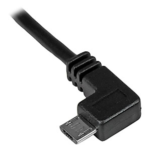 StarTech.com 1m 3 ft Micro-USB Charge-and-Sync Cable - Left-Angle Micro-USB - M/M - USB to Micro USB Charging Cable - 30/24 AWG (USBAUB1MLA),Black