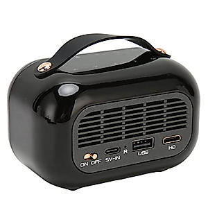 Video Projector, 3D Image 5G WIFI 4K Support Mini Projector for Outdoor for Car (Black)