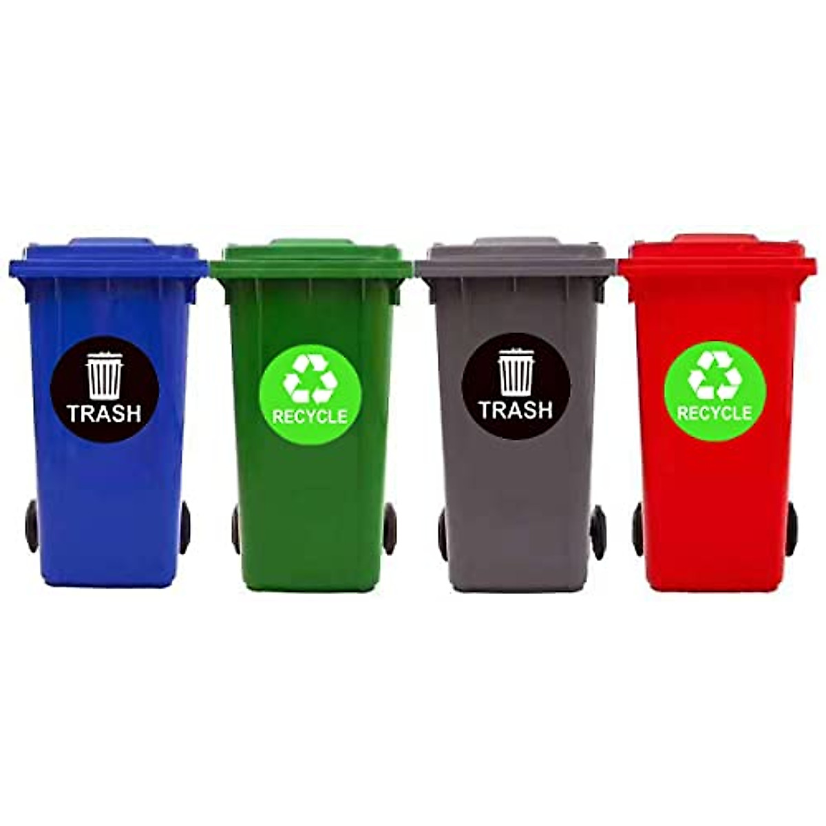 Recycle Sticker Sign Trash Decal Bin Label 8 Pack 4"x4"-Waterproof Organize&Coordinate Garbage Waste from Recycling-Great for Metal Aluminum Steel or Plastic Trash Cans-Indoor&Outdoor