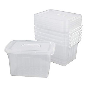 Kiddream Clear Plastic Storage Bins with Lids, 6 Quart Latch Boxes Set of 6, F