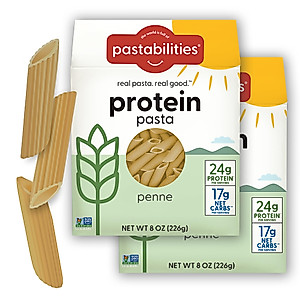 Pastabilities, Protein Pasta (24g), Penne Pasta (8 Ounce, Pack of 2) Low Carb and High Protein, Delicious Plant Based Pasta, Keto Friendly Pasta, Vegan, Low Carb
