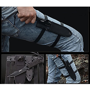 Dive Knife Scuba Diving Knife, Black Tactical Sharp Blade knives, Divers dive tool with 2 Types Sheaths,Sawing Edge and 2 Pairs Leg Straps for Snorkeling,Hunting,Camping