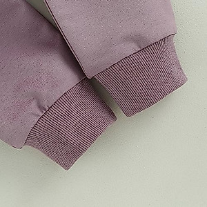 Sduydiosy Toddler Baby Girl Fall Outfit Letter Print Sweatshirt Top Elastic Waist Pant Cute Infant Newborn Winter Clothes Set (Daddys Girl Purple, 12-18 Months)