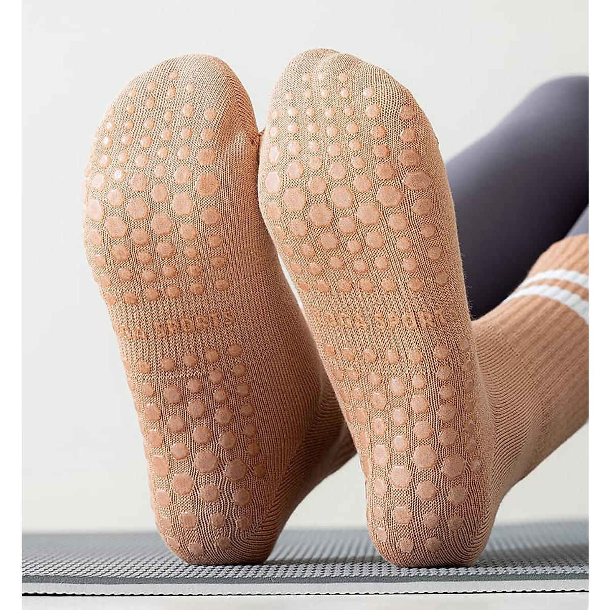 EGEN Cute Yoga Socks for Women Man Novelty Print Non Skid Socks Non Slip Grip for Pilates Barre Ballet Sport (Pink-3pcs)