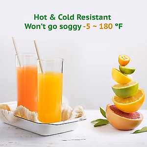 Biodegradable Bamboo Fiber Straws | 200 PCS 7.8'' Compostable Eco-Friendly Drinking Straws Disposable | Durable for Hot & Cold Drinks