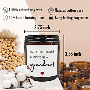 kdqua Pregnancy Announcement Gifts for Grandma Lavender Scented Candles, Mothers Day Baby Shower Gifts for Grandma, Promoted to Grandma New Grandma to Be Gifts Candle Soy Wax Amber Jar Candles