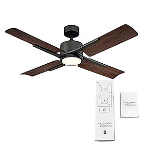 Modern Forms FR-W1806-56L-OB/DW Cervantes 56" Four Blade Indoor/Outdoor Smart Fan with 6-Speed DC Motor and LED Light in Oil Rubbed Bronze Works with Nest, Ecobee, Google Home and iOS/Android App,