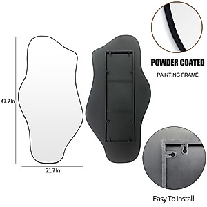 DAOYIJIAJU Large Irregular Mirror, Asymmetrical Wall Mirror, 47.2"x21" Unique Shaped Mirror, Modern Oblong Mirrors for Living Room Bathroom Bedroom Entryway Fireplace