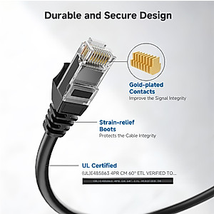 Cable Matters 10Gbps 10-Pack Snagless Cat 6 Ethernet Cable - 10ft, Cat 6 Cable, Cat6 Cord, Ethernet Cord, Black