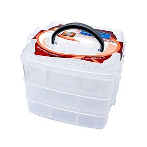 HengKe Craft Organizer Box 3 Layer Stackable Craft Storage Jewelry,Hardware,Craft Supplies Organizer with Adjustable Compartments for Accessories, Beauty Supplies, Art Supplies,Toy,Fuse Beads