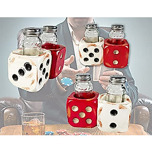 Urbalabs Gambler Poker Casino Dice Salt and Pepper Shaker Caddy Fun Gaming Kitchen Decorations Kitchen Ranch Decorations Rustic Cowboy Decor Hand Painted