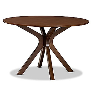 BOWERY HILL Walnut Finished 48-Inch-Wide Round Wood Dining Table