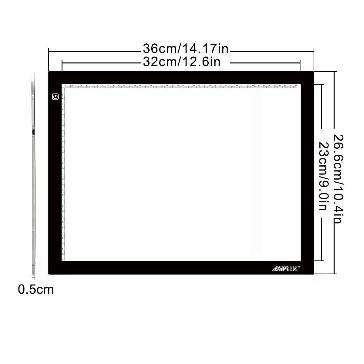 AGPtek New A4 LED Artcraft Tracing Light Pad Extra Large Active Area Ultra-Thin Stepless Brightness Control Tatoo Pad Animation, Sketching, Designing, X-ray Viewing W/USB Adapter (PSE Approval)