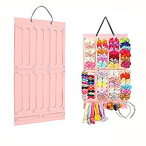 Aohuada Headband Holder for Girls Hair Bows, Baby Hair Accessory Storage Display Sturdy Rope, Baby Headband Organizer for Girls Room, Door, Closet, Hair Clips Storage Organizer, Light Pink