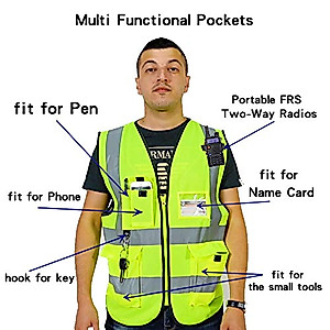 zojo High Visibility Safety Vests With Pockets, Wholesale Reflective Vest for Outdoor Works, Cycling, Jogging, Walking,Sports - Fits for Men and Women (Pack of 10, XL Neon Yellow)