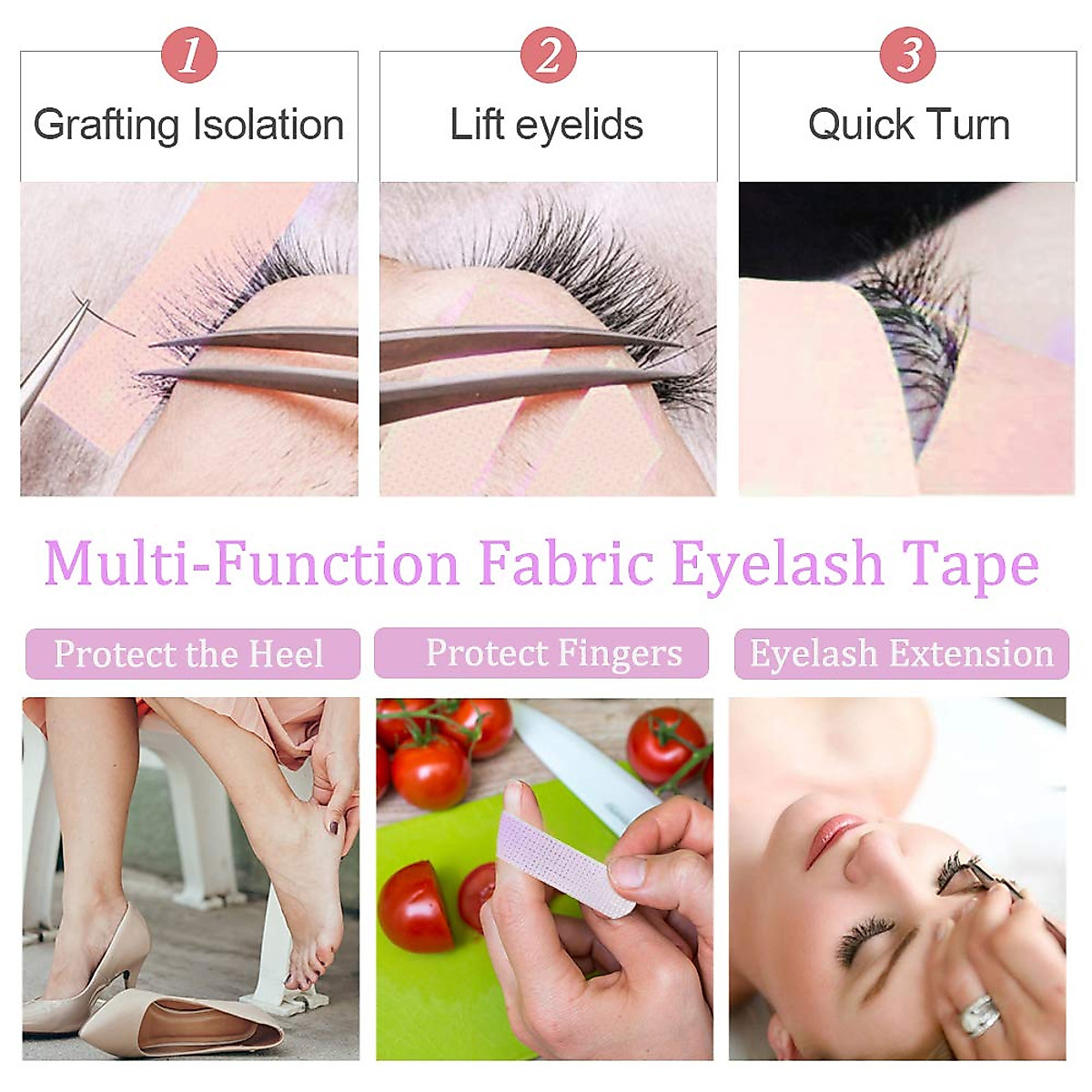 6 Rolls Lash Extension Under Eye Tape EBANKU Breathable Fabric Eyelash Tape Micropore Adhesive Tape for Eyelashes Extension Supply Individual Eye Lashes Tools (Purple)