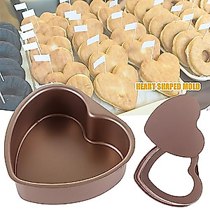 beyonday 2pcs Heart Shaped Cake Pan with Removable Bottom, 6+8 inch Carbon Steel Cake Tray for Wedding Birthday Anniversary, Kitchen Baking Bread Cheesecake Non-stick Cake Mold (Gold)