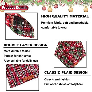 ADOGGYGO 2 Pack Dog Bandanas Christmas, Stylish Plaid Snowflake Dog Scarf, Premium Durable Fabric, Multiple Sizes Offered, Christmas Bandanas for Large X-Large Dogs Pets (X-Large, Red)