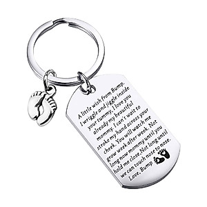 WSNANG Mommy To Be Keychain Gift A Little Wish From Bump Pregnancy Baby Announcement Gifts New Mom Jewelry (A Little Wish Bump DT)