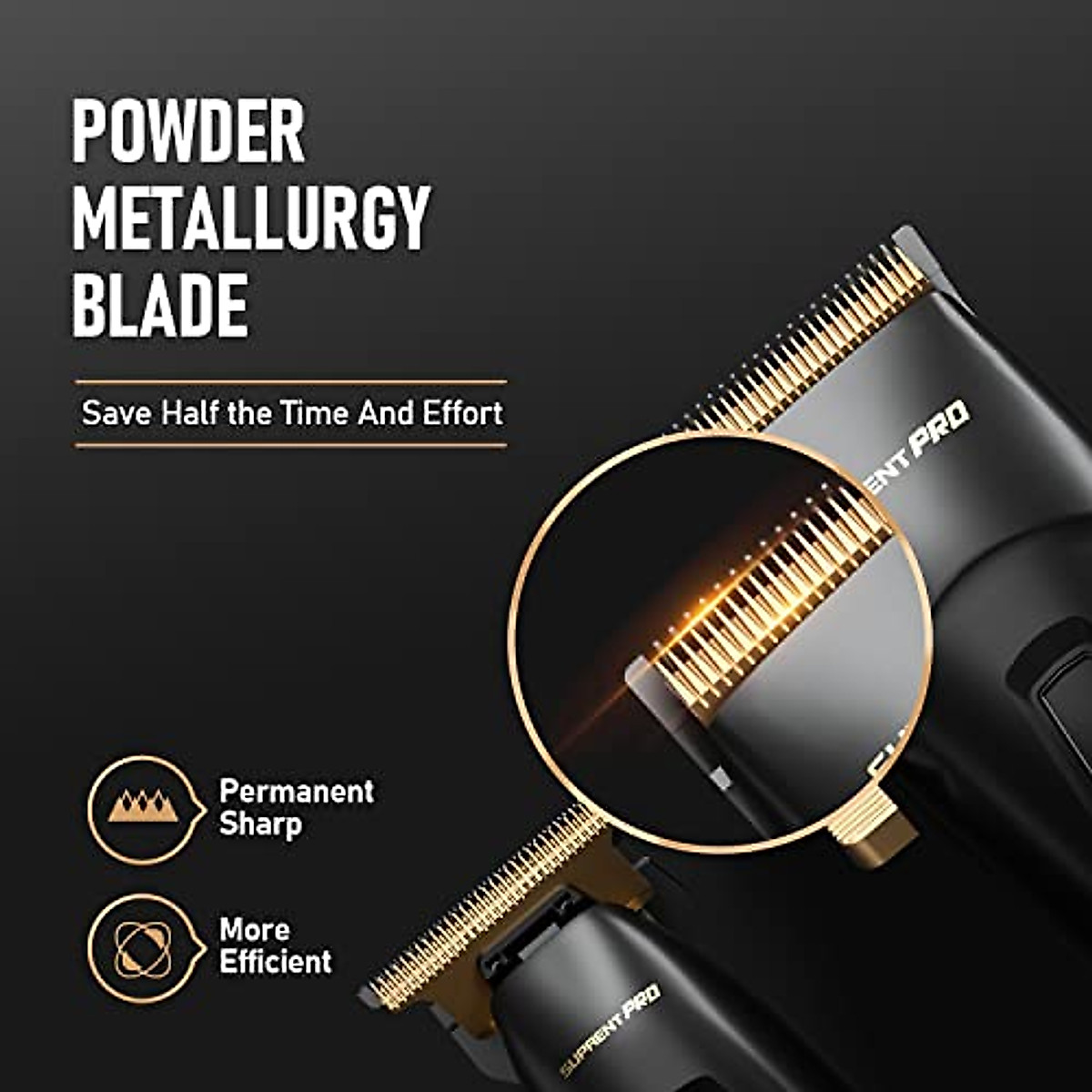 SUPRENT PRO Professional Hair Clippers for Men- USB-C Rechargeable Barber Hair Trimmer & T-Blade Trimmer Combo with 5V-Boost Technology- Cordless Clippers- LED Display Black