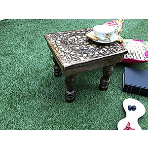 SAVON Wooden Step Stool Small Footstool footrest Table Flowers Tree of Life