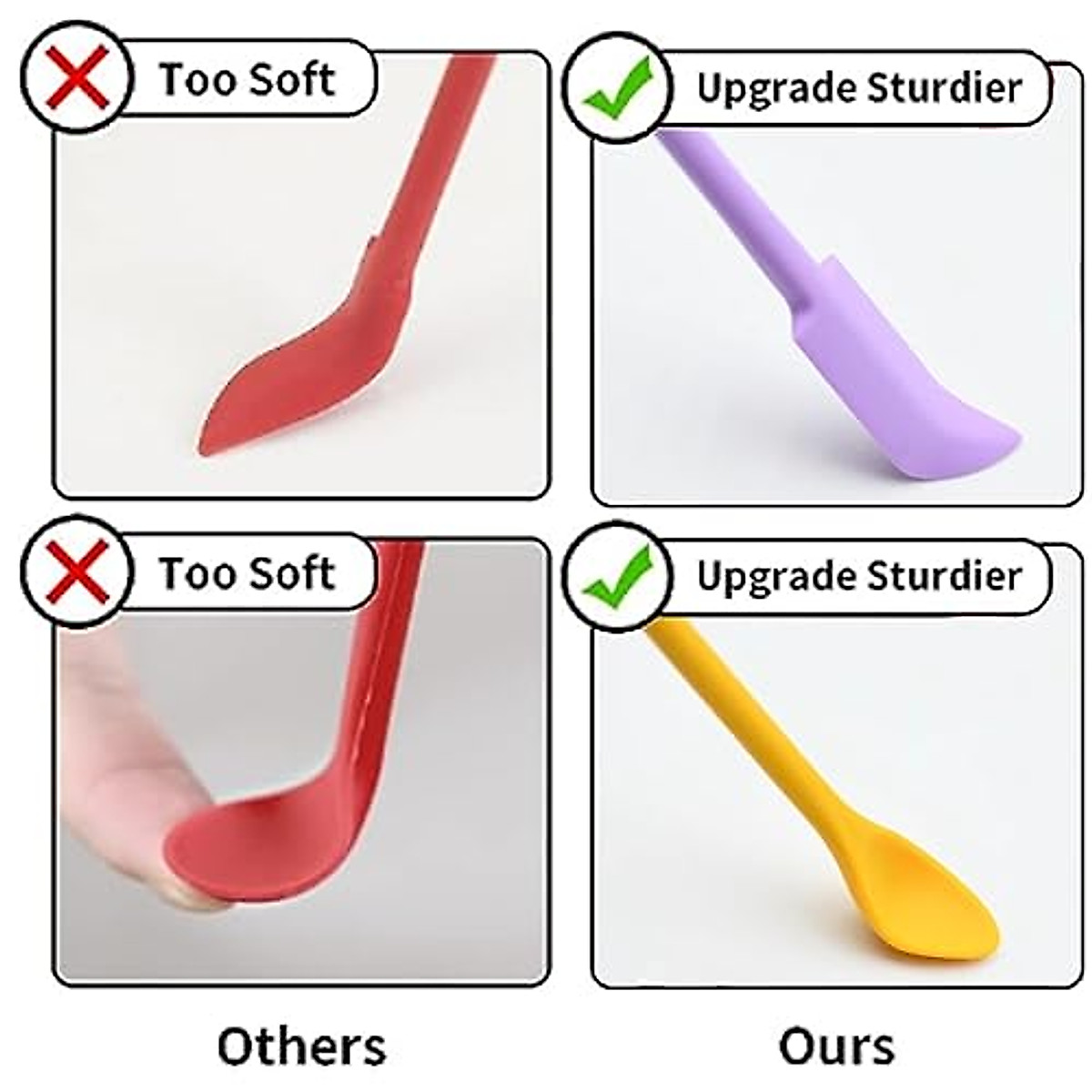 Mini Silicone Spatula Set, 4Pcs Multicolor Silicone Upgraded Double-end Sturdier Makeup Spatula Small Beauty Spatulas for Cosmetic Bottles, Thin Jar Spatula Small Spatula for Kitchen Bottles